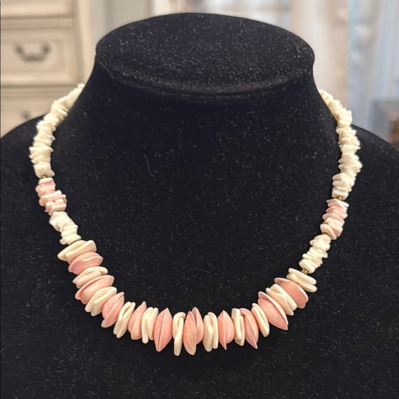 Jewelry | Vintage Boho White Pink Seashells Beaded Choker Collar ...